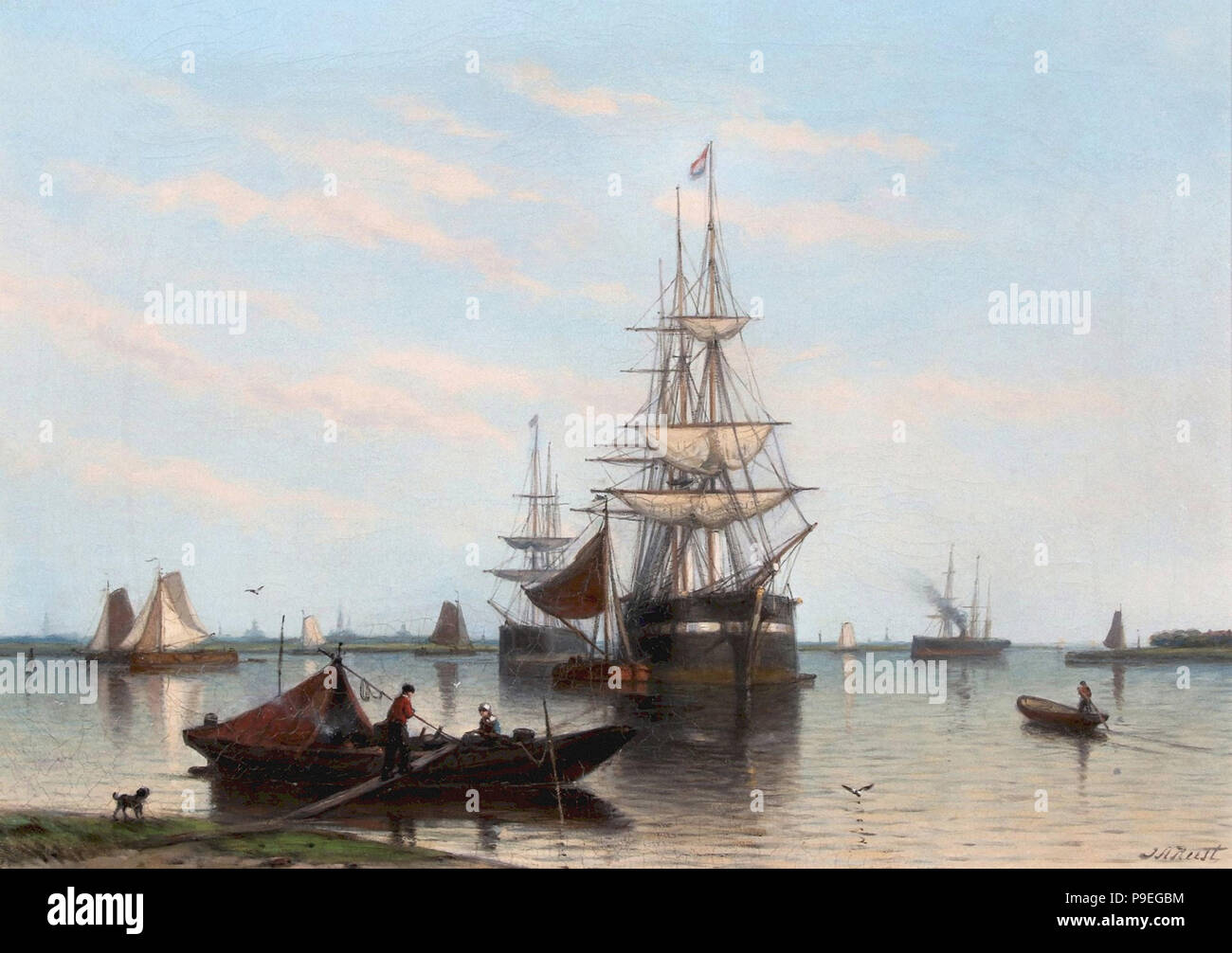 Rust Johan Adolph - Havengezicht Met Barken En Stoomschepen Stock Photo ...