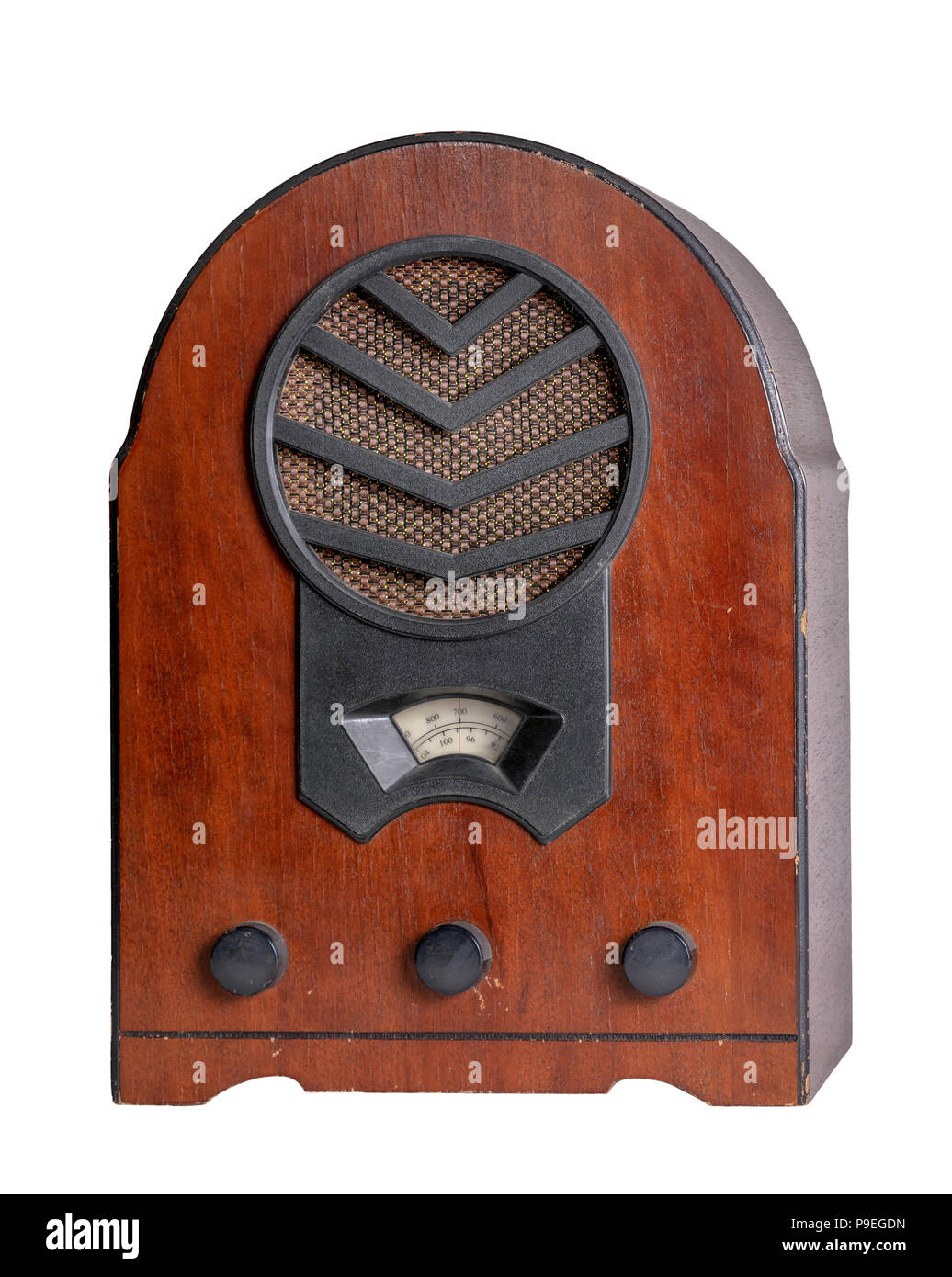 Classical grunge classical analog radio receiver isolated on white ...