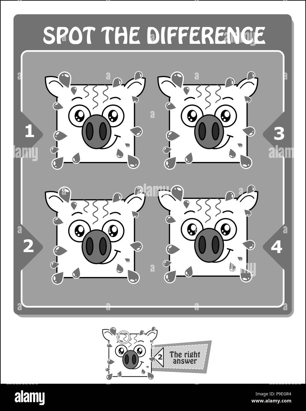 visual game for children and adults. Task to spot the difference. black ...