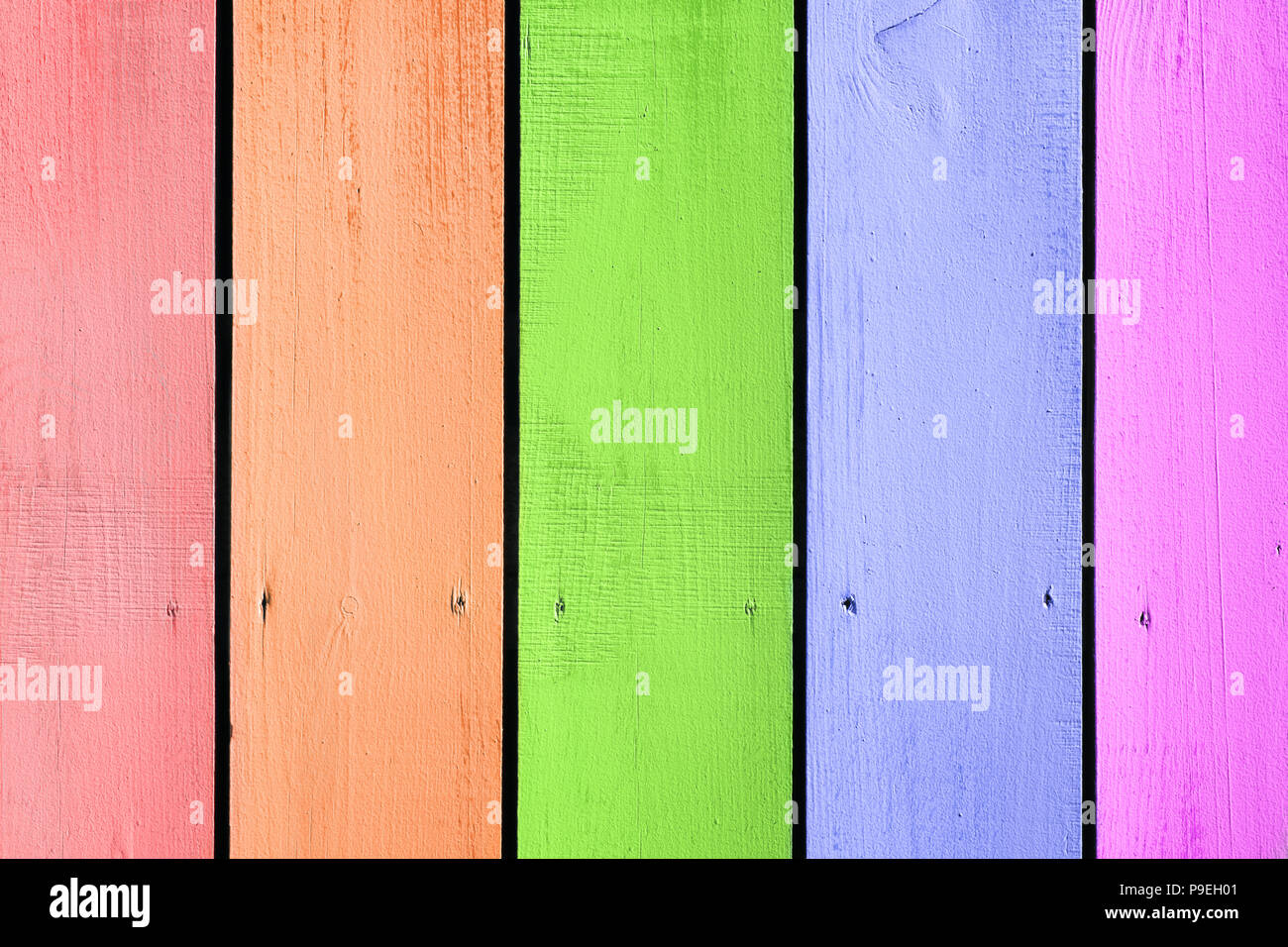 Bright colored wooden boards close up. Fence texture and background ...