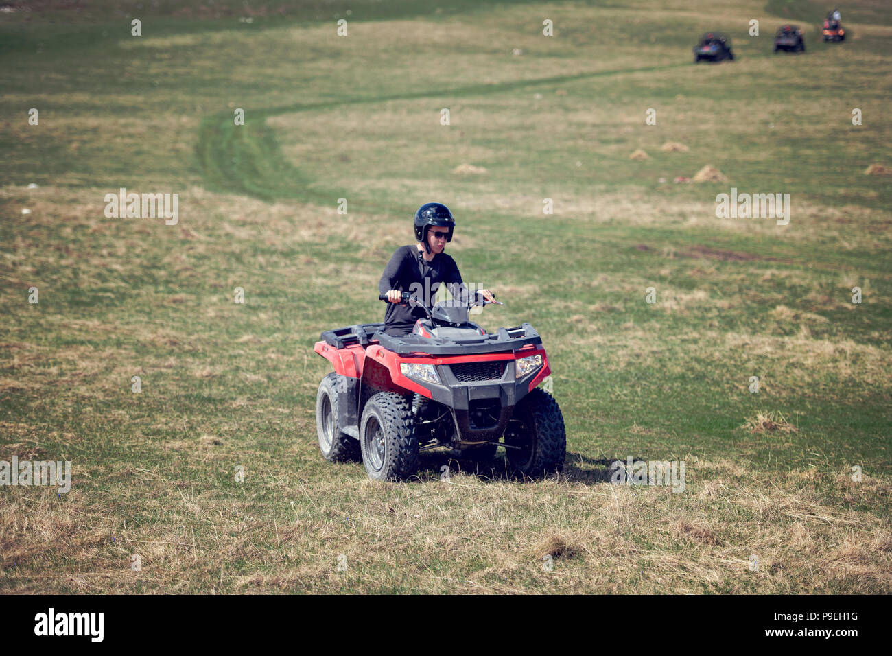 man riding atv vehicle on off road track ,people outdoor sport ...
