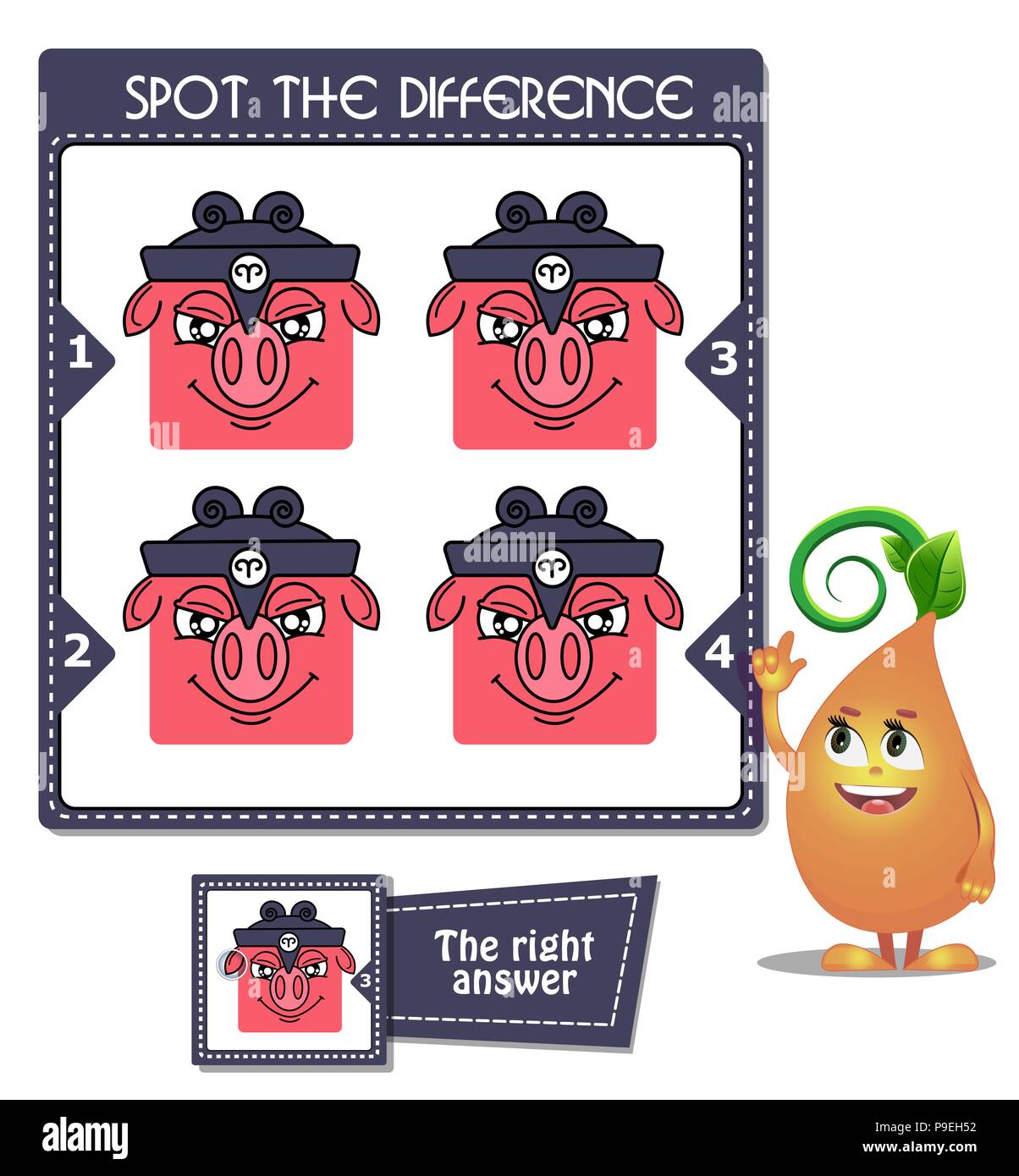 Visual Game for children. Task: Spot the difference Stock Vector Image ...