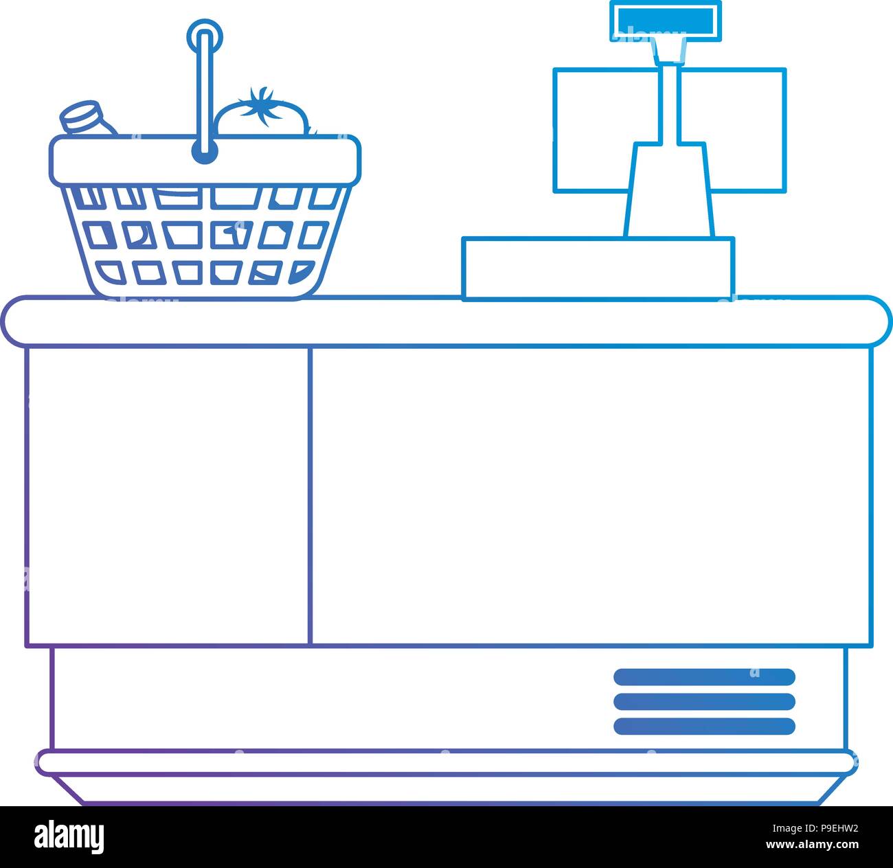 supermarket point of sale desk with voucher and basket Stock Vector ...