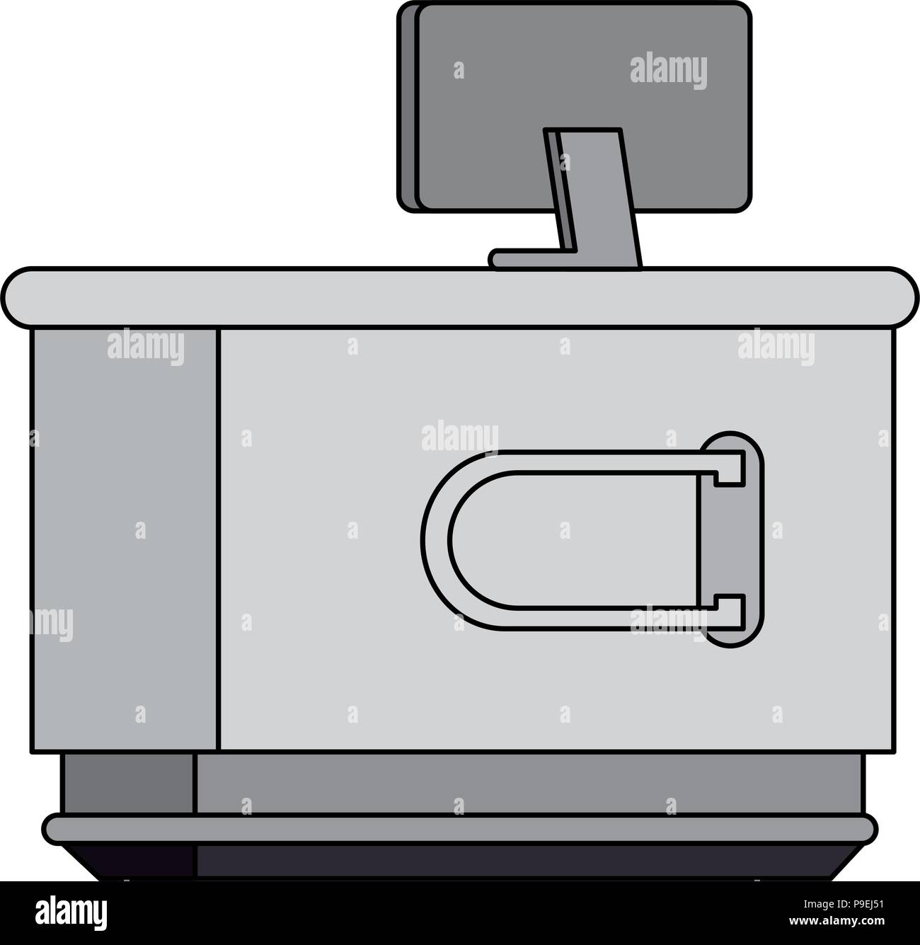 supermarket point of sale desk with computer Stock Vector Image & Art ...