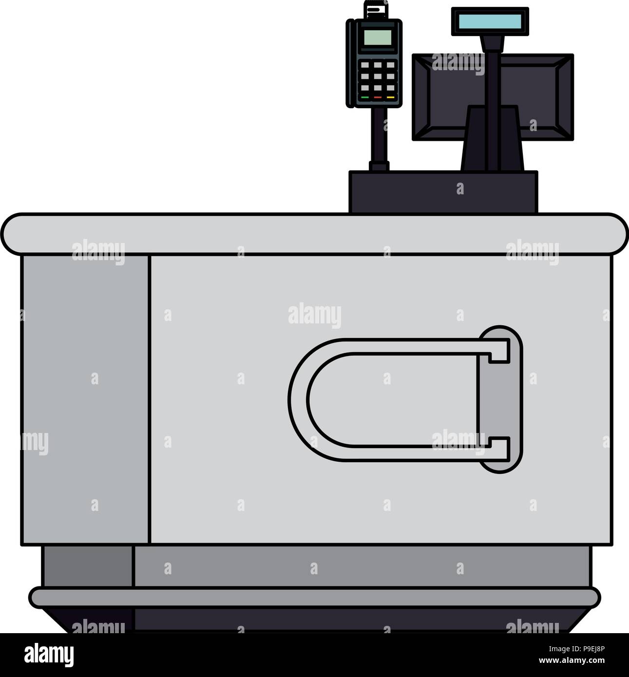 supermarket point of sale desk with computer Stock Vector Image & Art ...