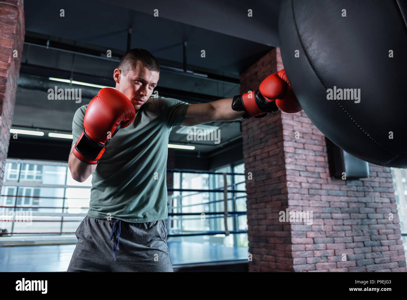 Promising boxer getting ready for important hitfest Stock Photo - Alamy