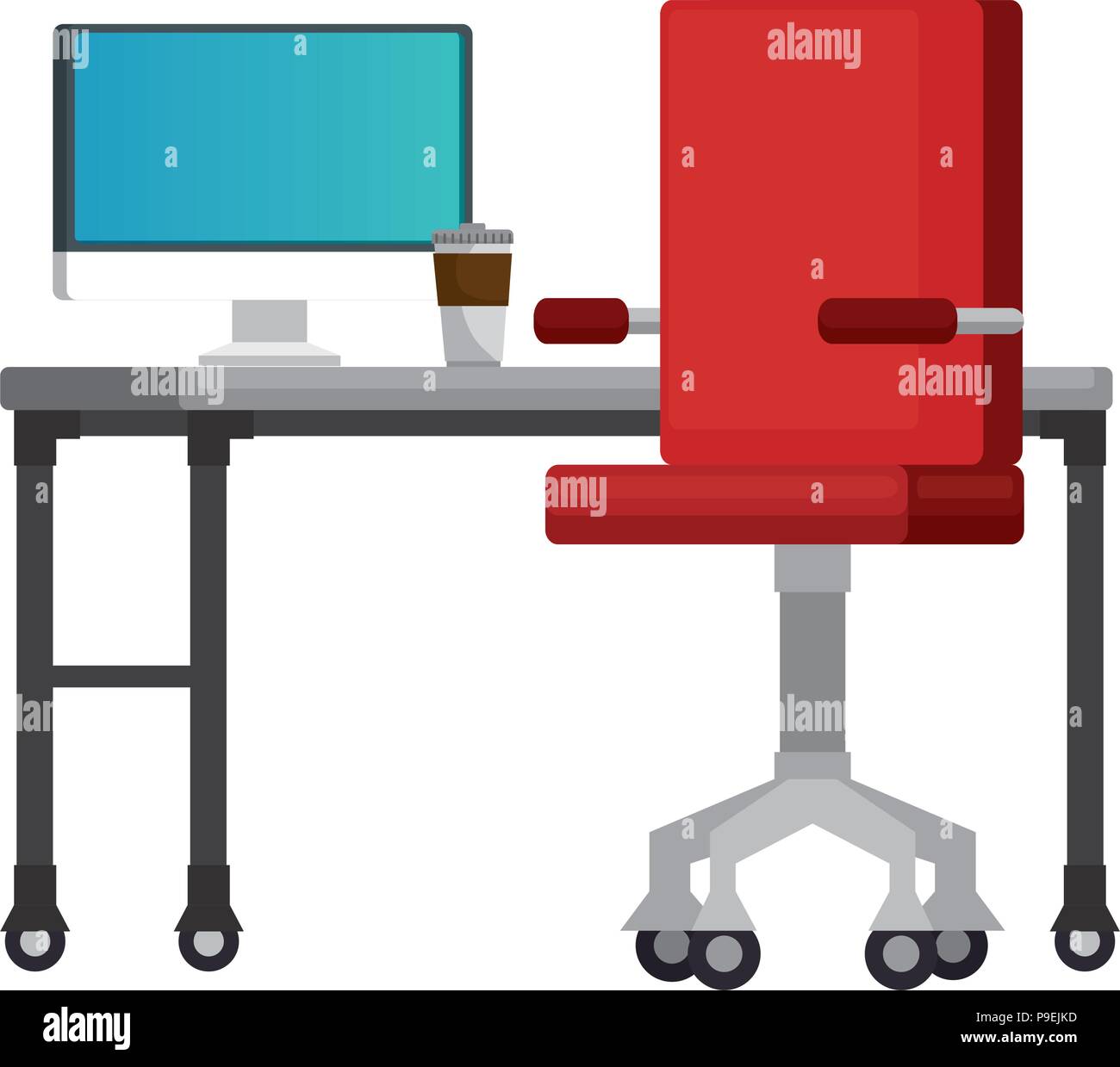 office workplace with desk and desktop scene Stock Vector Image & Art ...