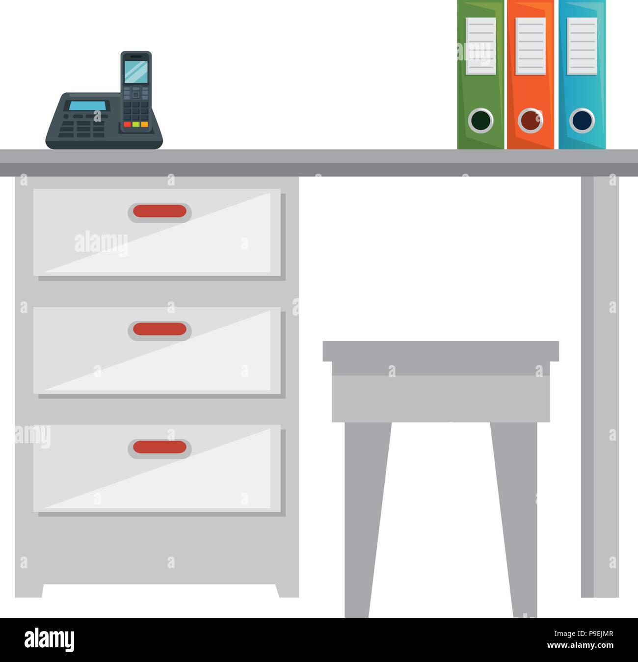 office workplace with telephone scene Stock Vector Image & Art - Alamy