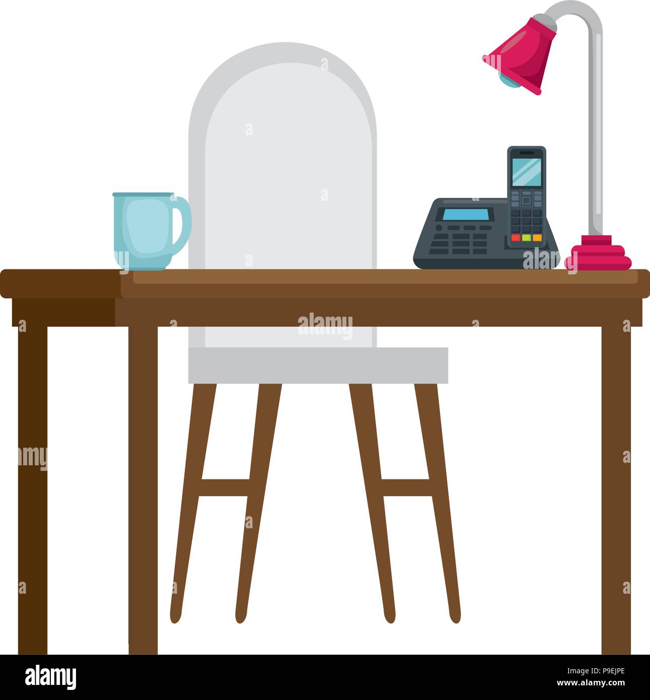 office workplace with telephone scene Stock Vector Image & Art - Alamy