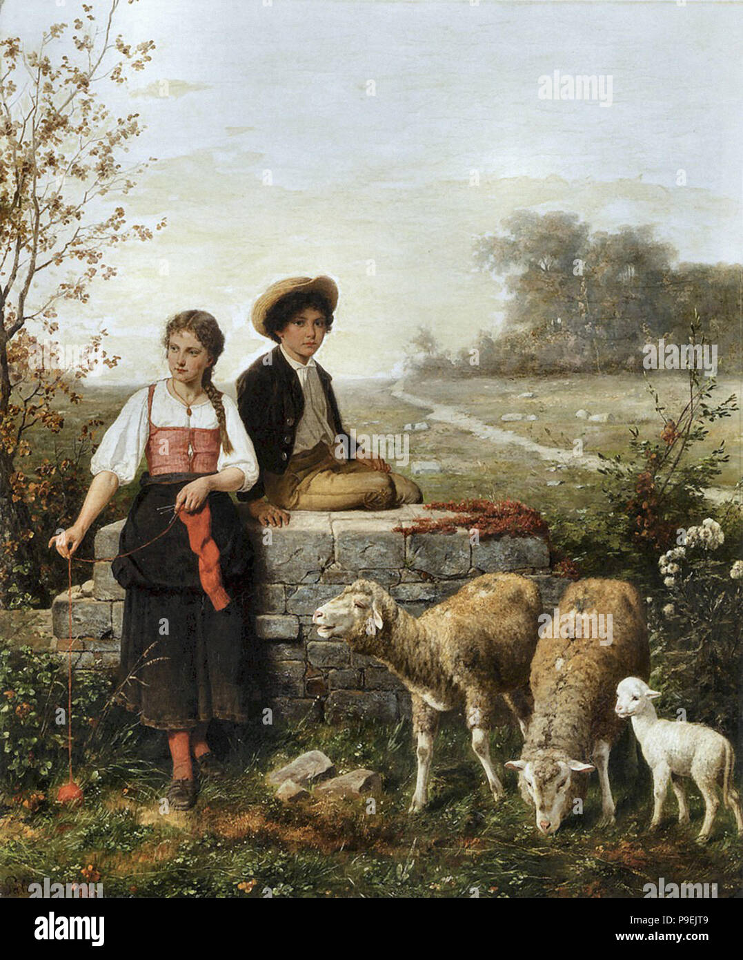 Salentin Hubert - the Young Sheep Tenders Stock Photo - Alamy