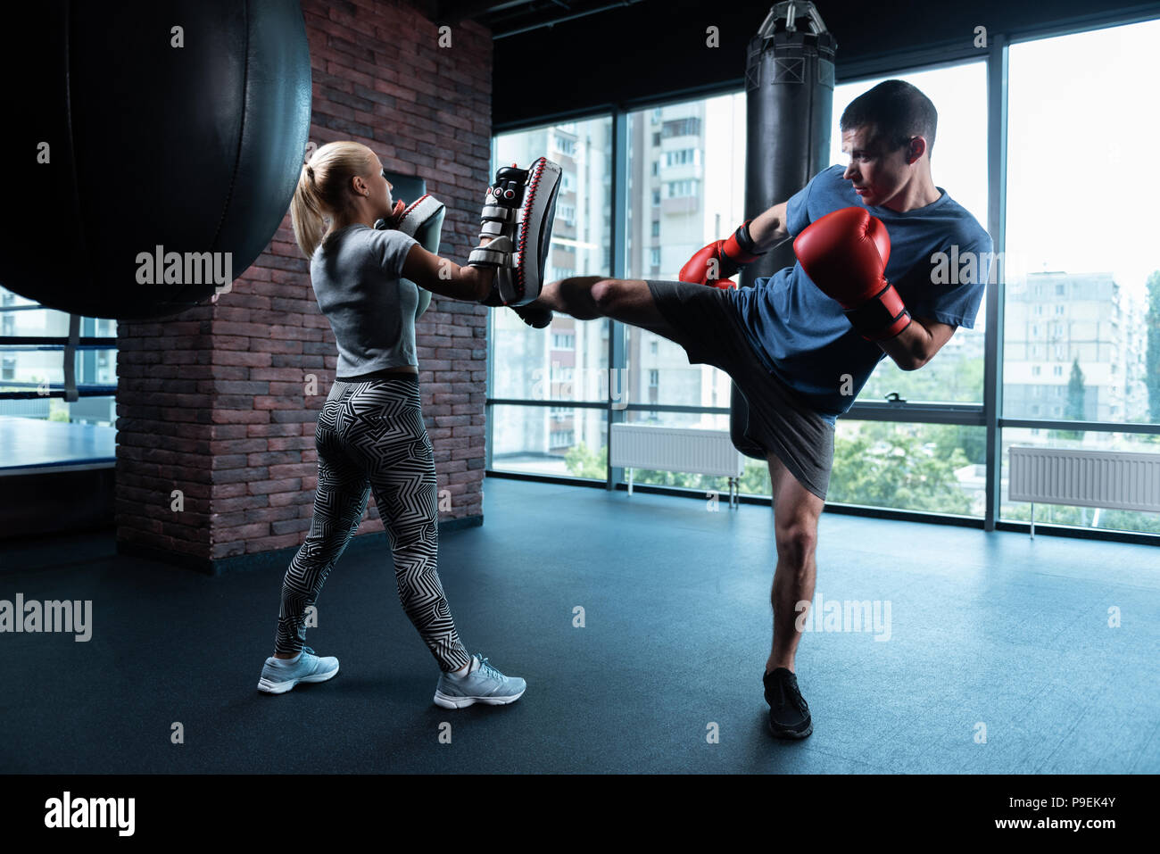 Female boxer training in dark hi-res stock photography and images - Alamy