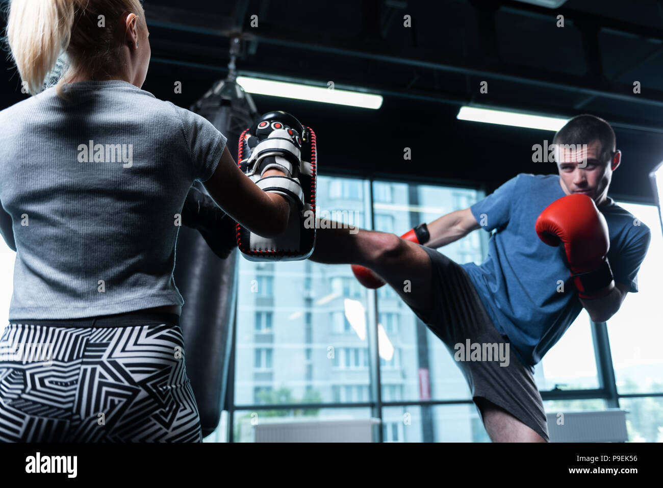 Professional fighter training hard before going to competition Stock ...