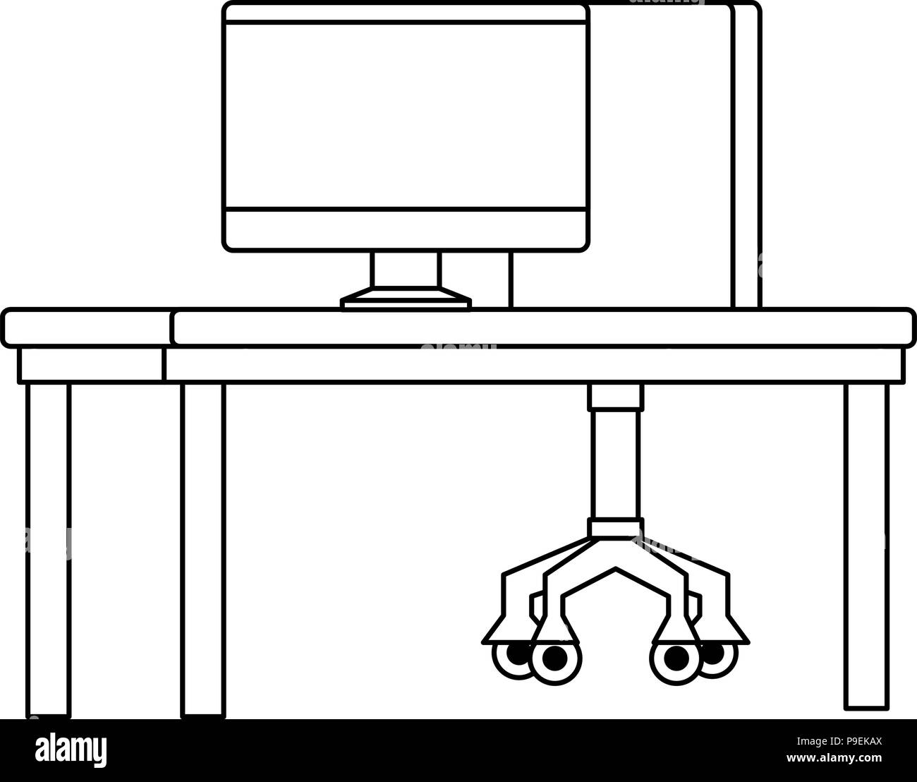 office workplace with desk and desktop scene Stock Vector Image & Art ...