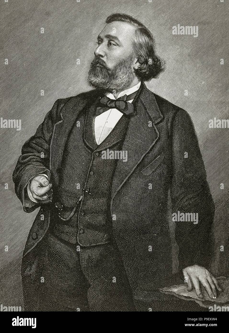 Engraving of leon gambetta 1838 1882 french statesman hi-res stock ...
