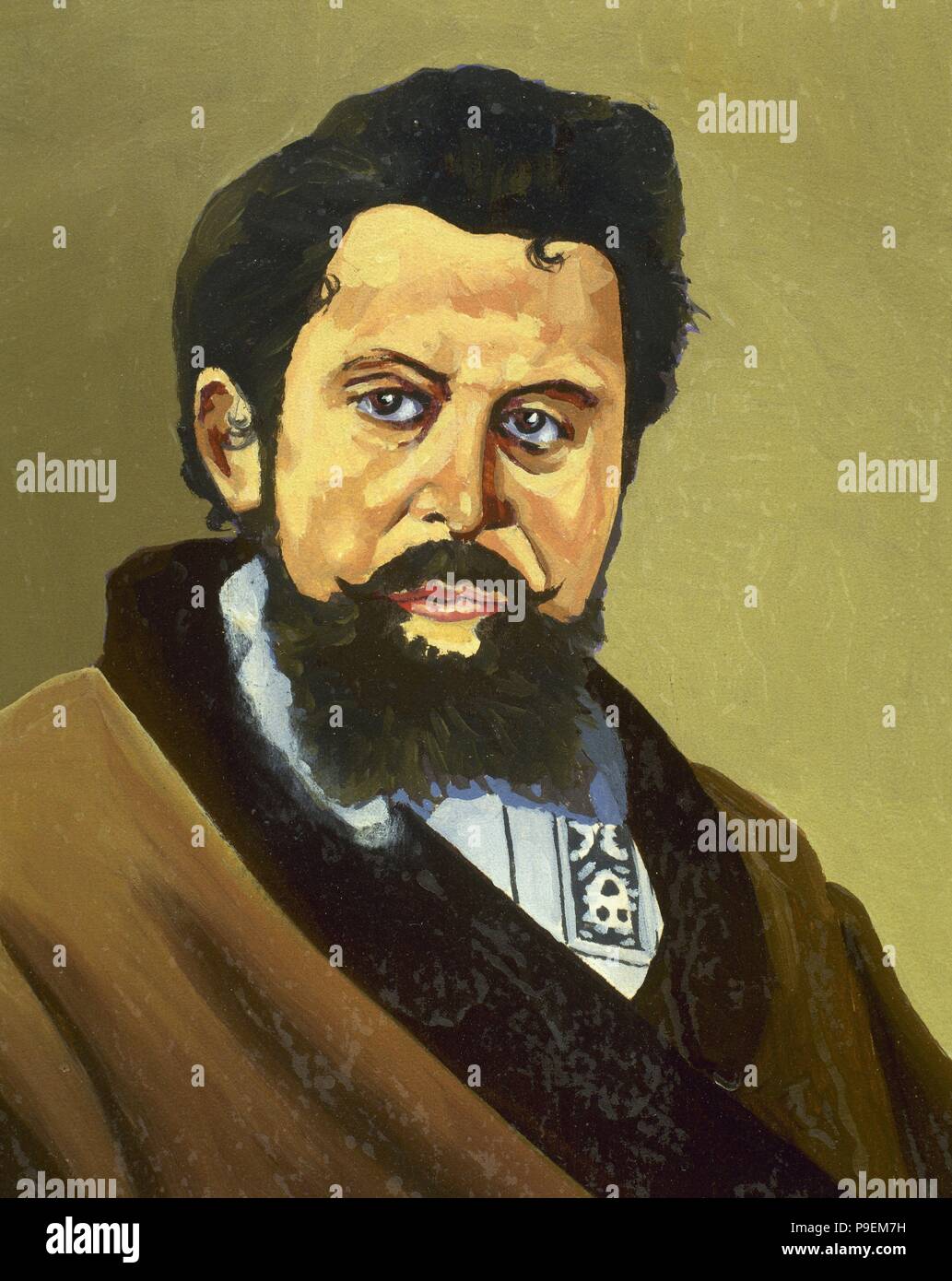 Modest Mussorgsky (1839-1881). Russian composer. Portrait. Watercolor ... Modest Mussorgsky (1839-1881). Russian composer. Portrait. Watercolor ...