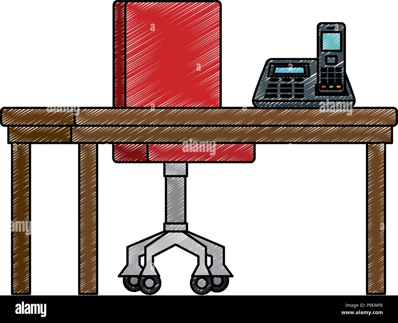 office workplace with telephone scene Stock Vector Image & Art - Alamy