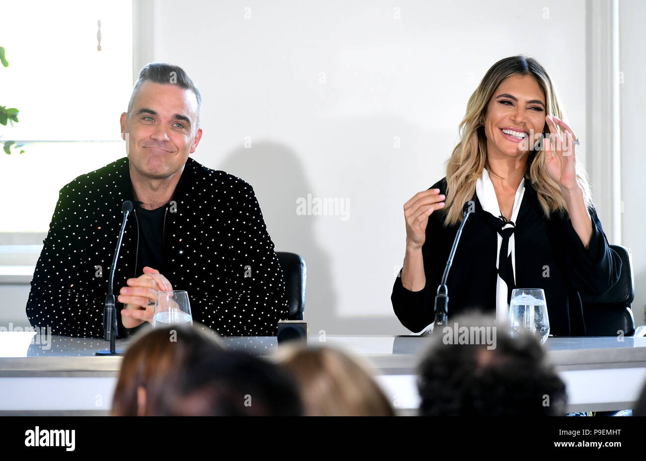 Robbie Williams and wife Ayda Field attending the X Factor photocall ...
