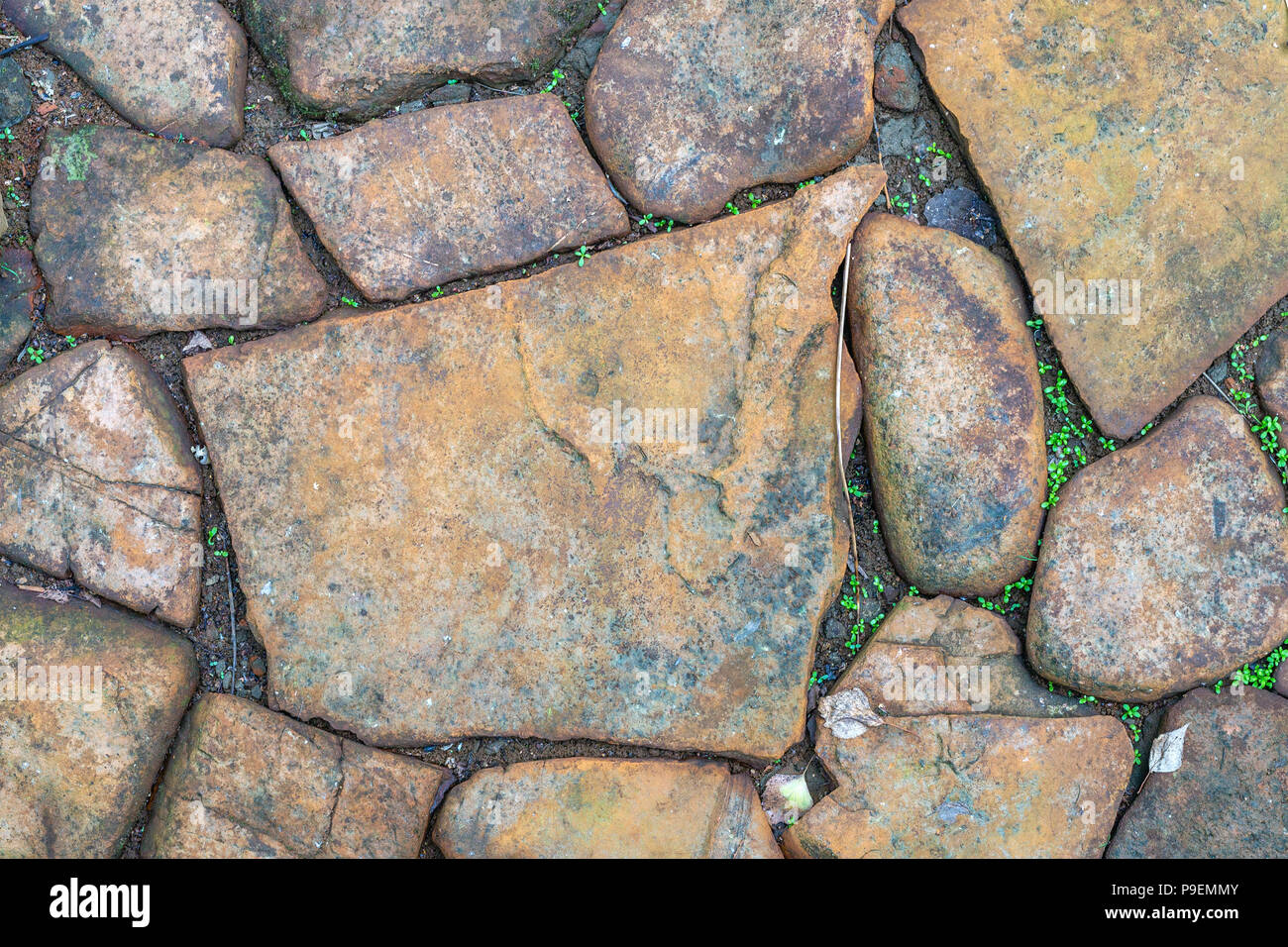 Cobblestone pebble abstract texture. Rusty stones of dried out pond ...