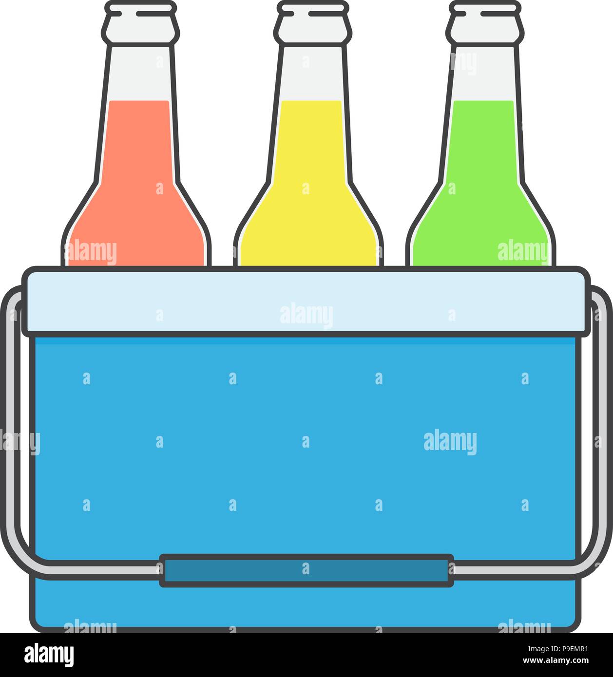 Freezer-bag in blue color. Vector illustration of drinks in a small ...