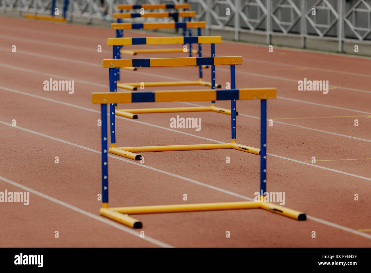 400 meters hurdles women at track and field stadium Stock Photo - Alamy