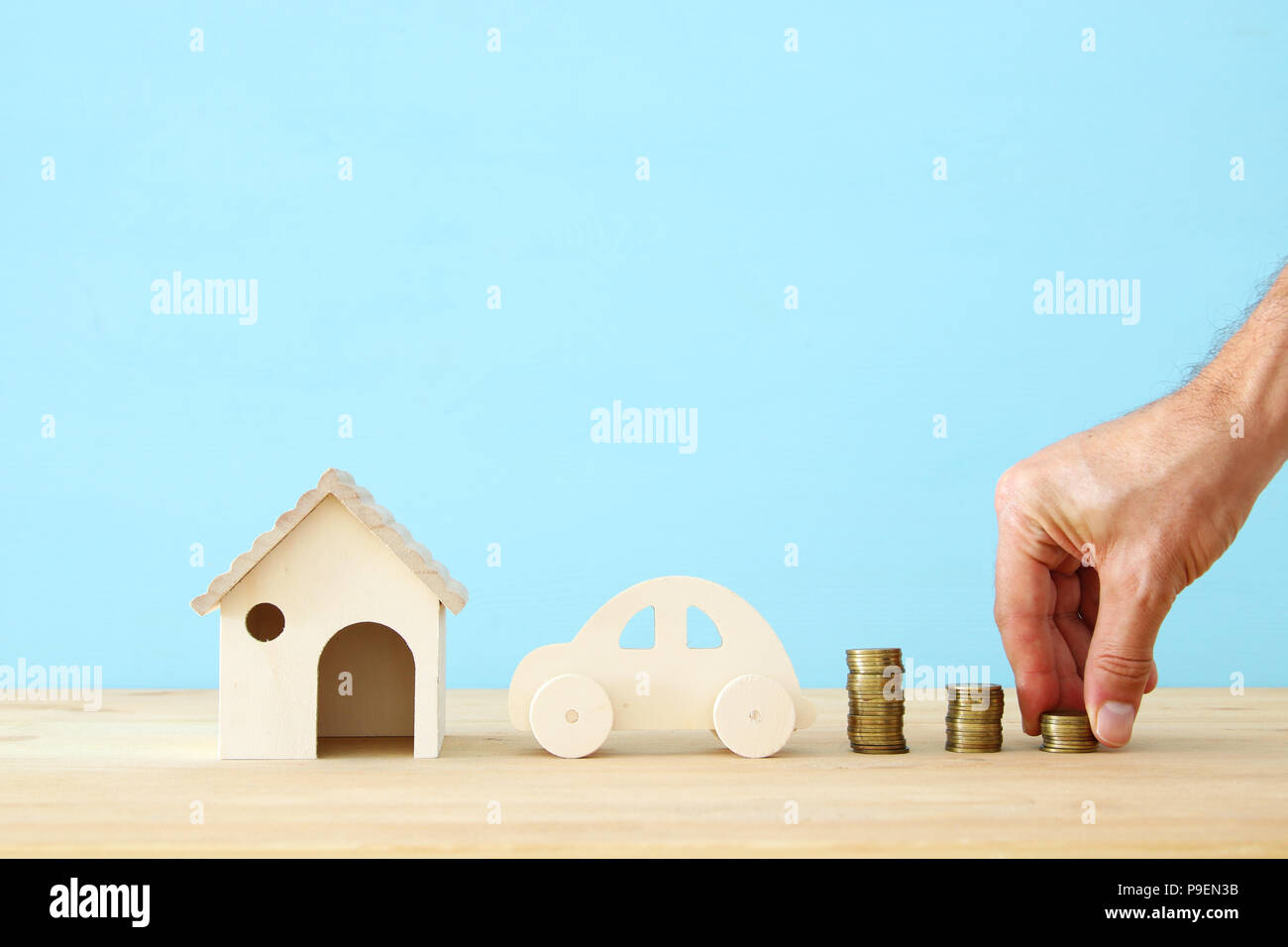 Insurance concept. family life, mortgage, financial and health issues ...