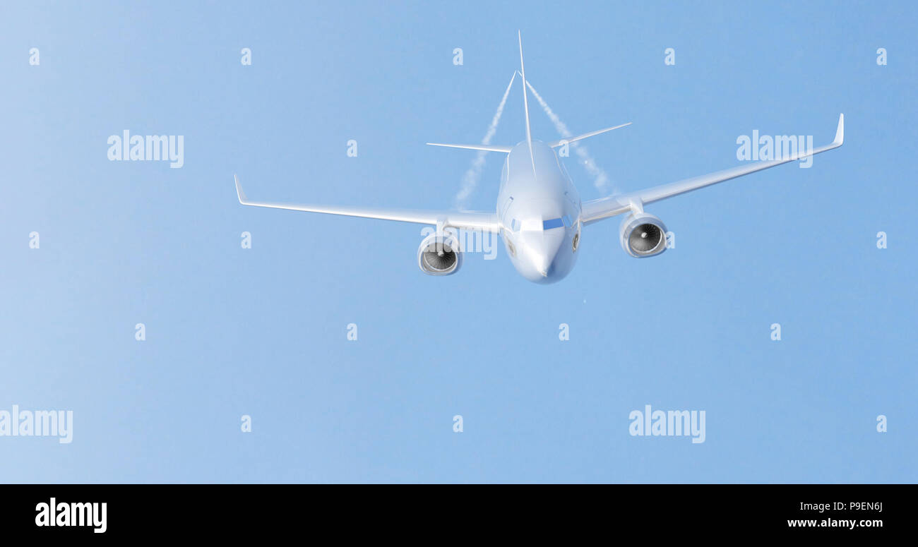 Airplane flying. 3D render Stock Photo - Alamy