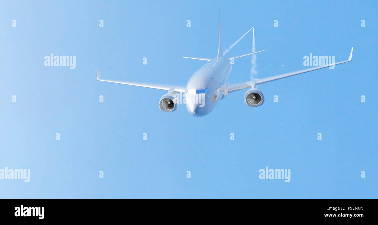 Airplane flying. 3D render Stock Photo - Alamy