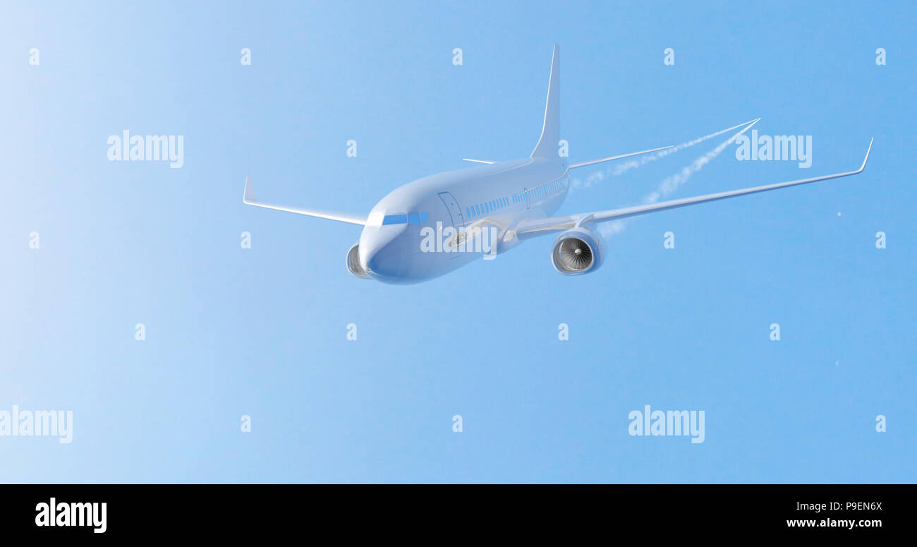 Airplane flying. 3D render Stock Photo - Alamy