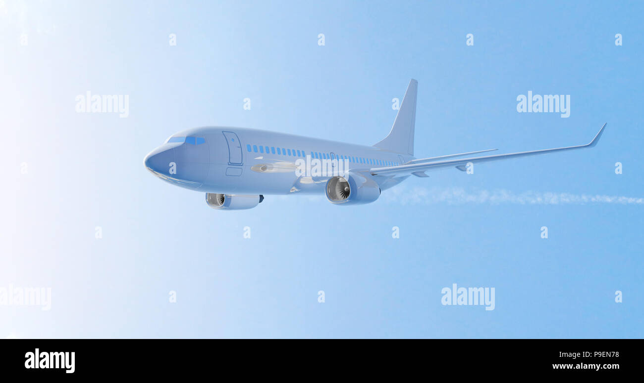 Airplane flying. 3D render Stock Photo - Alamy