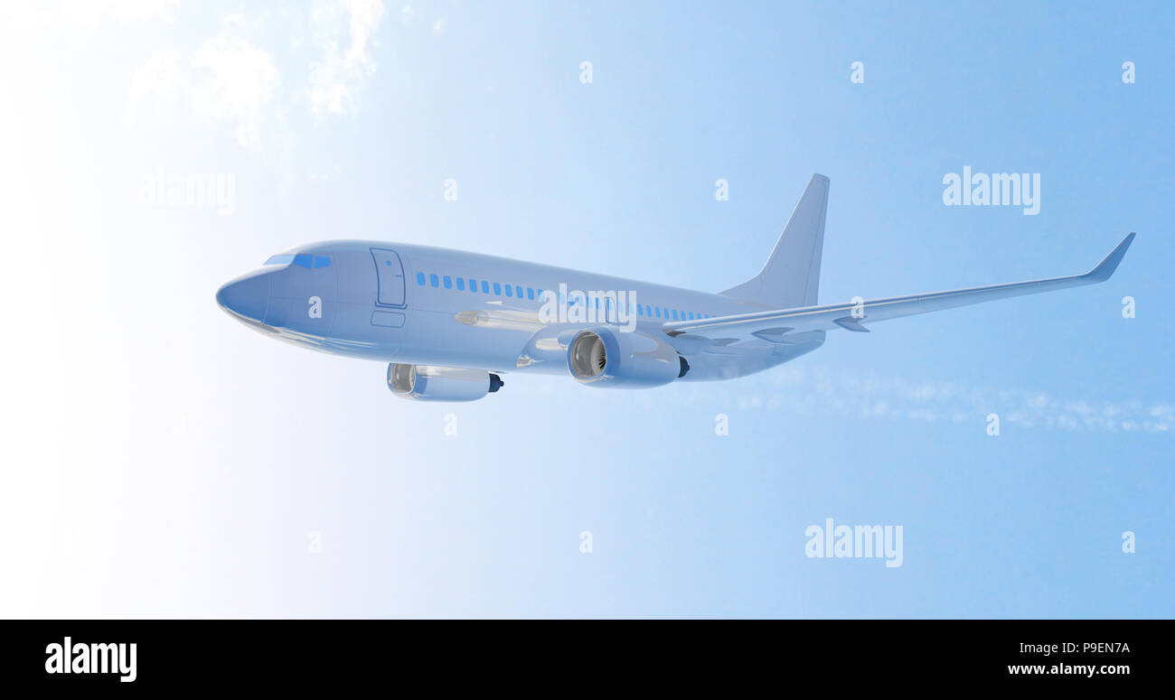 Airplane flying. 3D render Stock Photo - Alamy