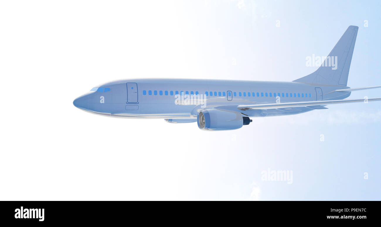 Airplane flying. 3D render Stock Photo - Alamy