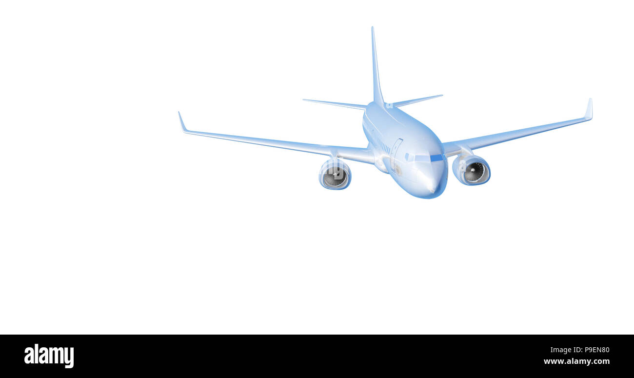 Airplane flying. 3D render Stock Photo - Alamy