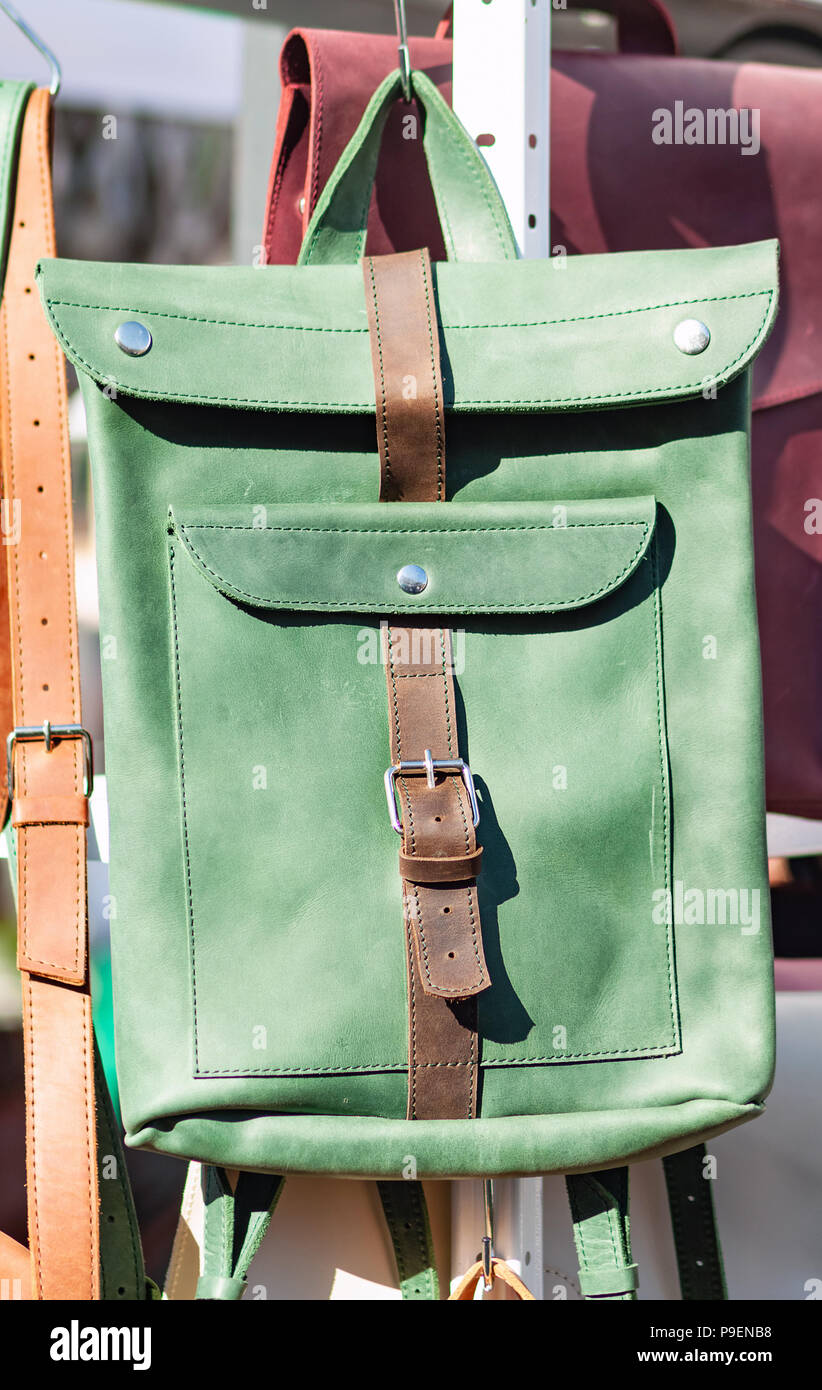 Closeup modern backpack leather hi-res stock photography and images - Alamy