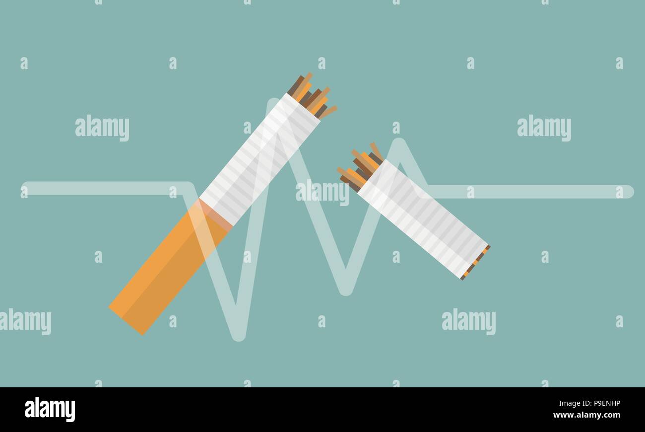 Broken cigarette vector flat icon design on white background. Element ...