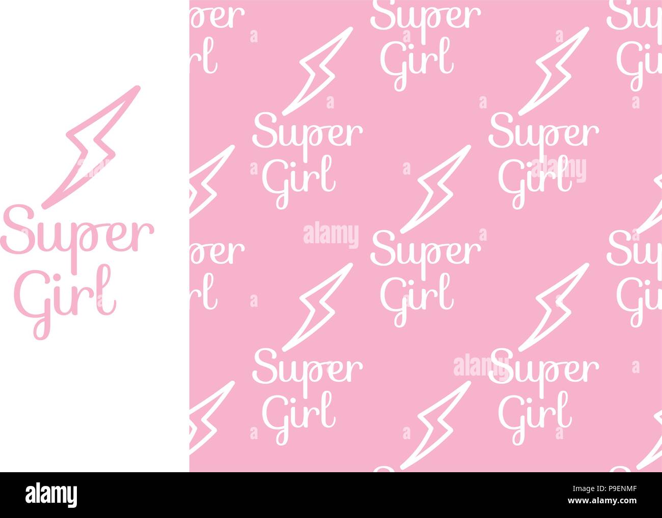 Vector Super Girl. Seamless repeating pattern isolated on pink ...