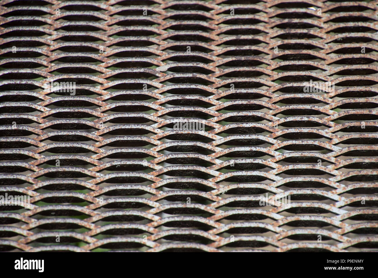 Industrial metal walkway rusty steel catwalk grille geometric wallpaper ...