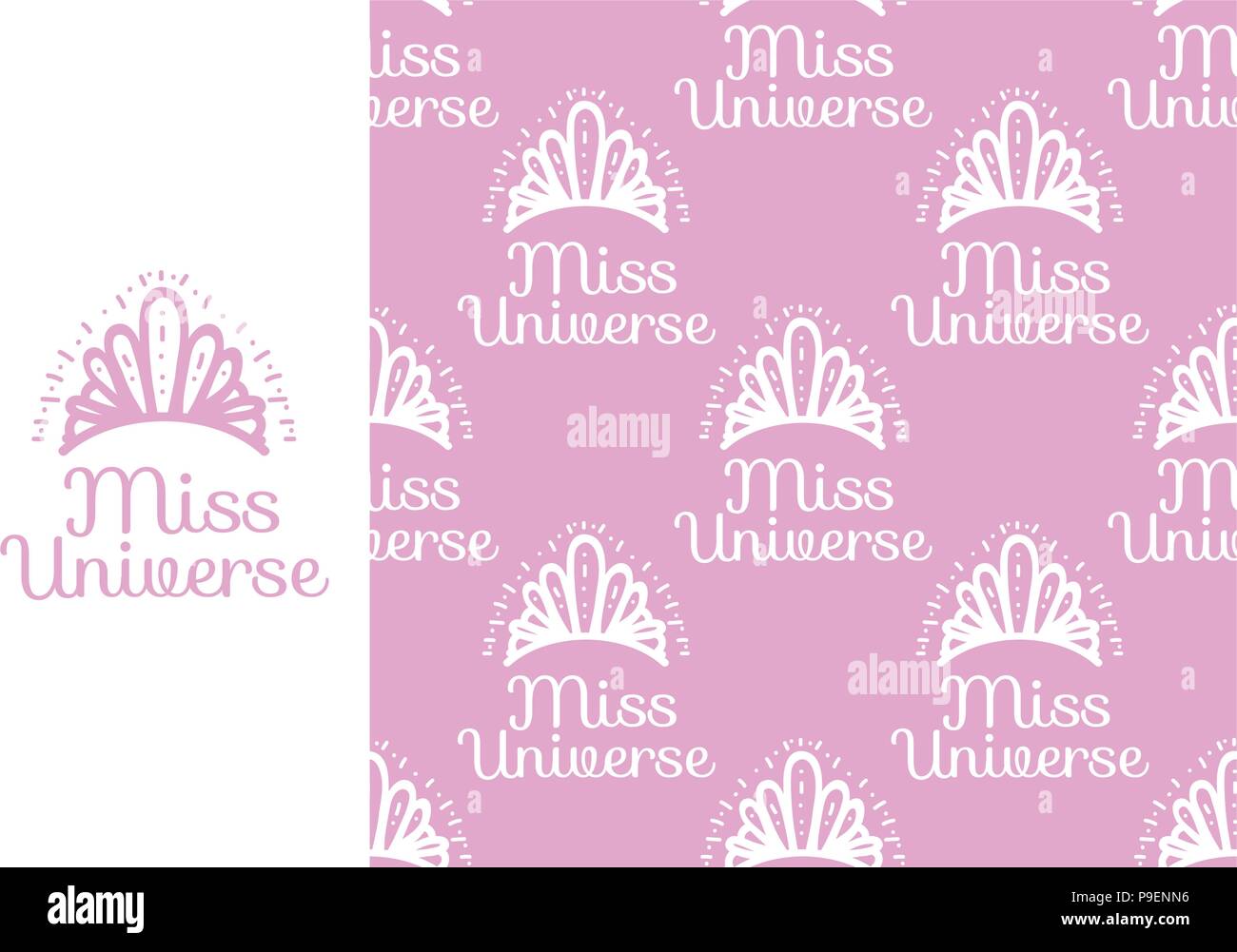 Vector Miss Universe tiara. Seamless repeating pattern isolated on pink ...