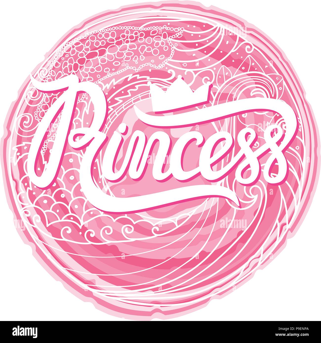 Princess lettering on pink stone is a flat slice. Modern trend of ...