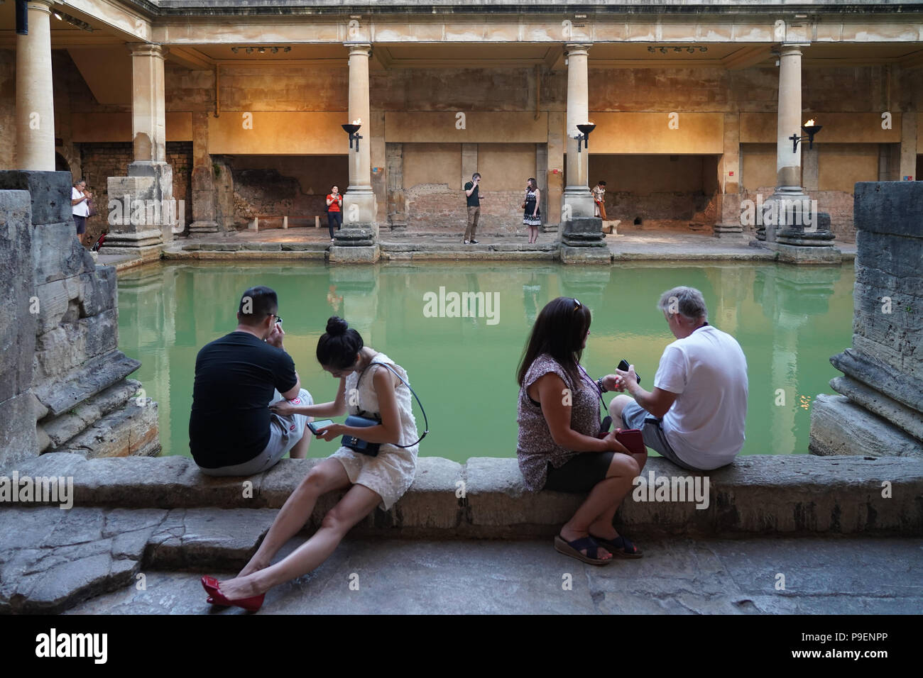 Tourists at the Roman baths in Bath, UK. Photo date: Friday, July 6 ...