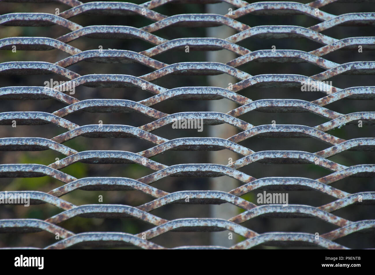 Industrial metal walkway rusty steel catwalk grille geometric wallpaper ...