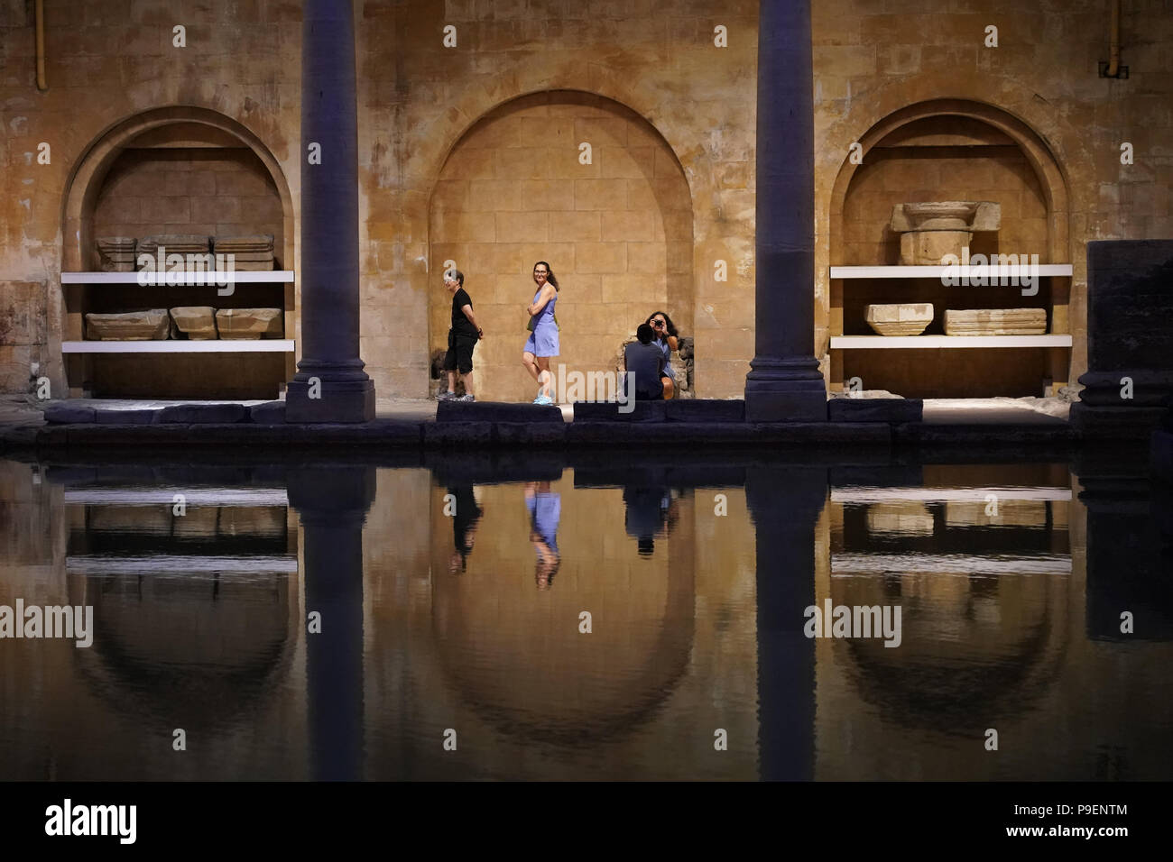 Tourists at the Roman baths in Bath, UK. Photo date: Friday, July 6 ...