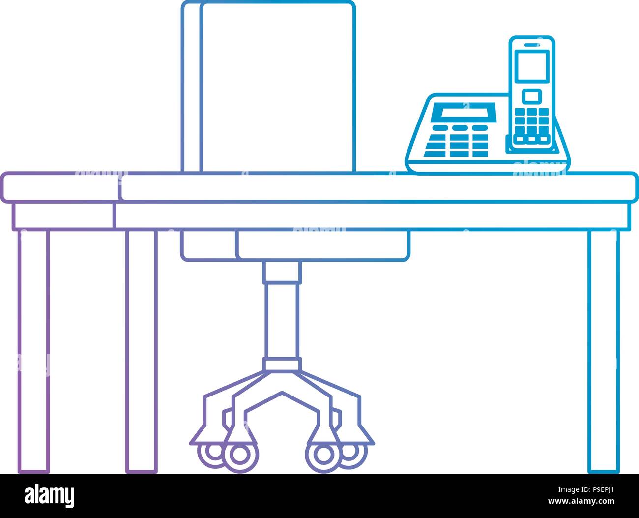 office workplace with telephone scene Stock Vector Image & Art - Alamy