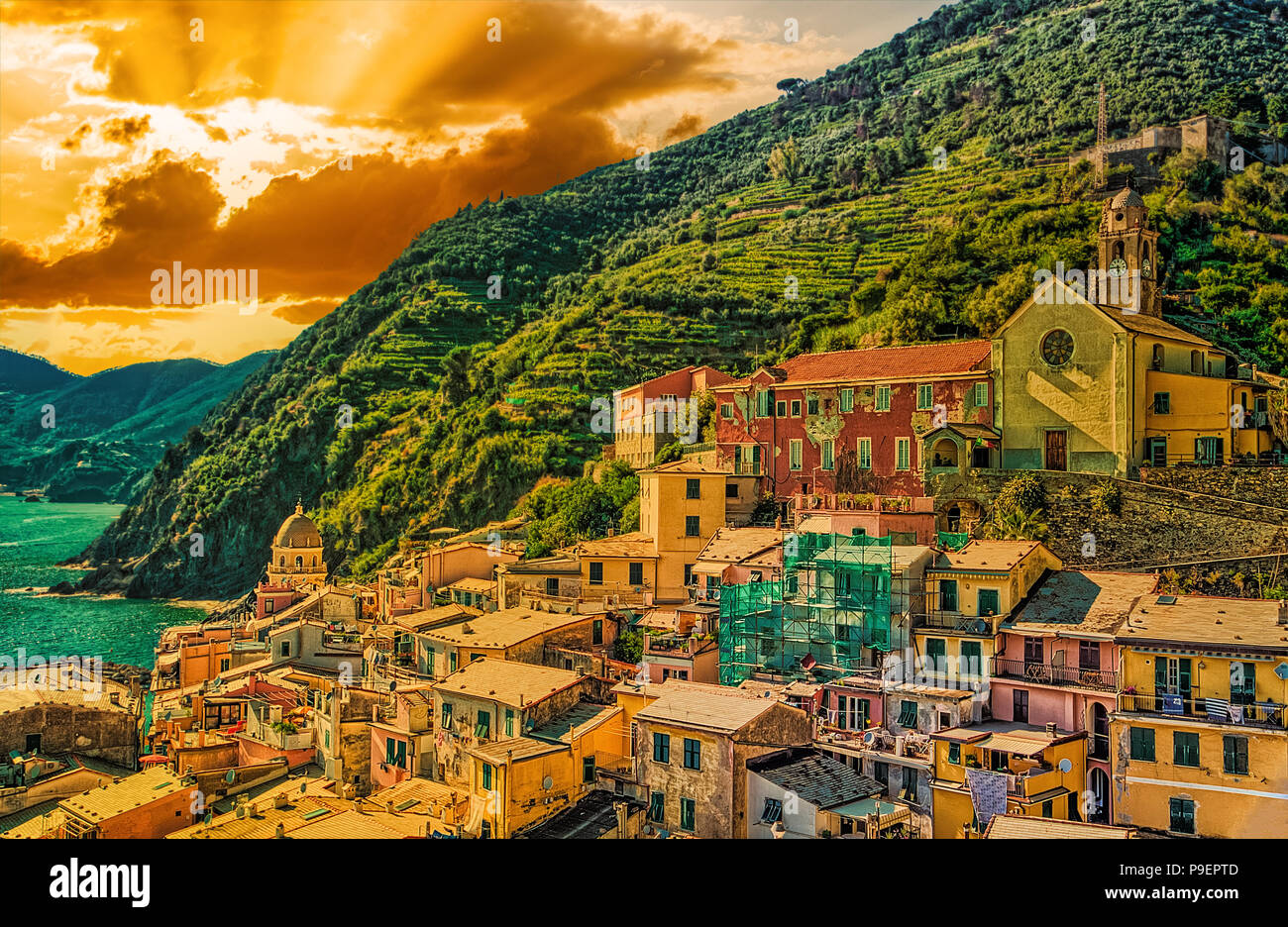 sunset in one of the most beautiful towns of Italy Stock Photo - Alamy