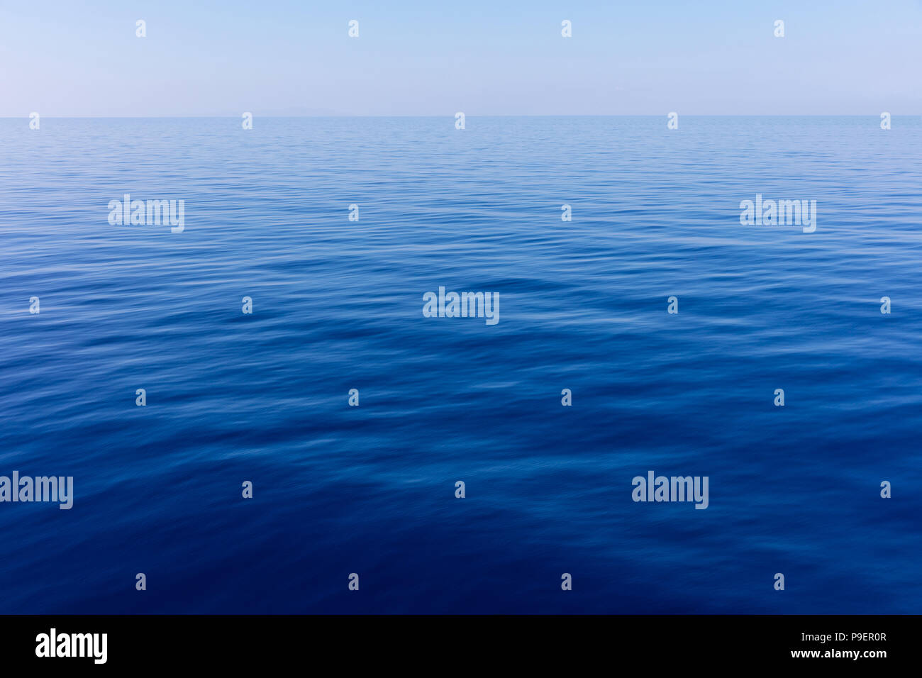 Mediterranean sea. Blue sky and calm sea water texture background, view ...