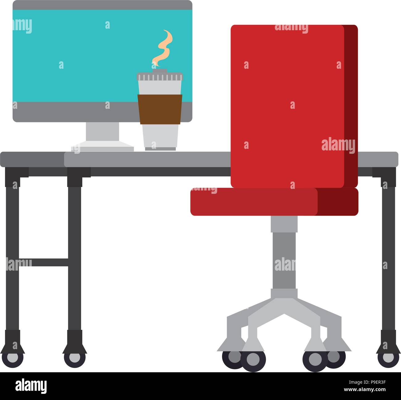 office workplace with desk and desktop scene Stock Vector Image & Art ...