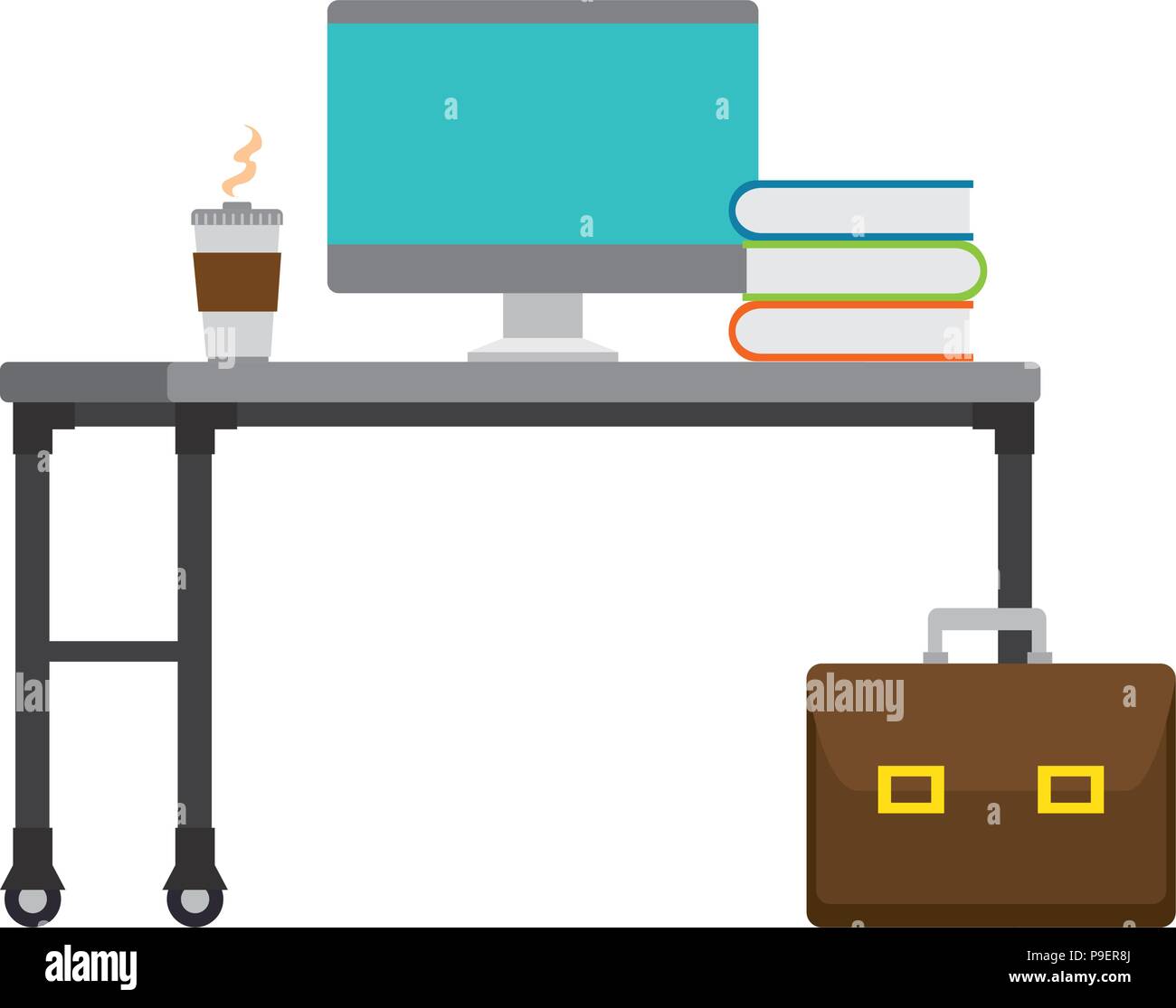 office workplace with desk and desktop scene Stock Vector Image & Art ...