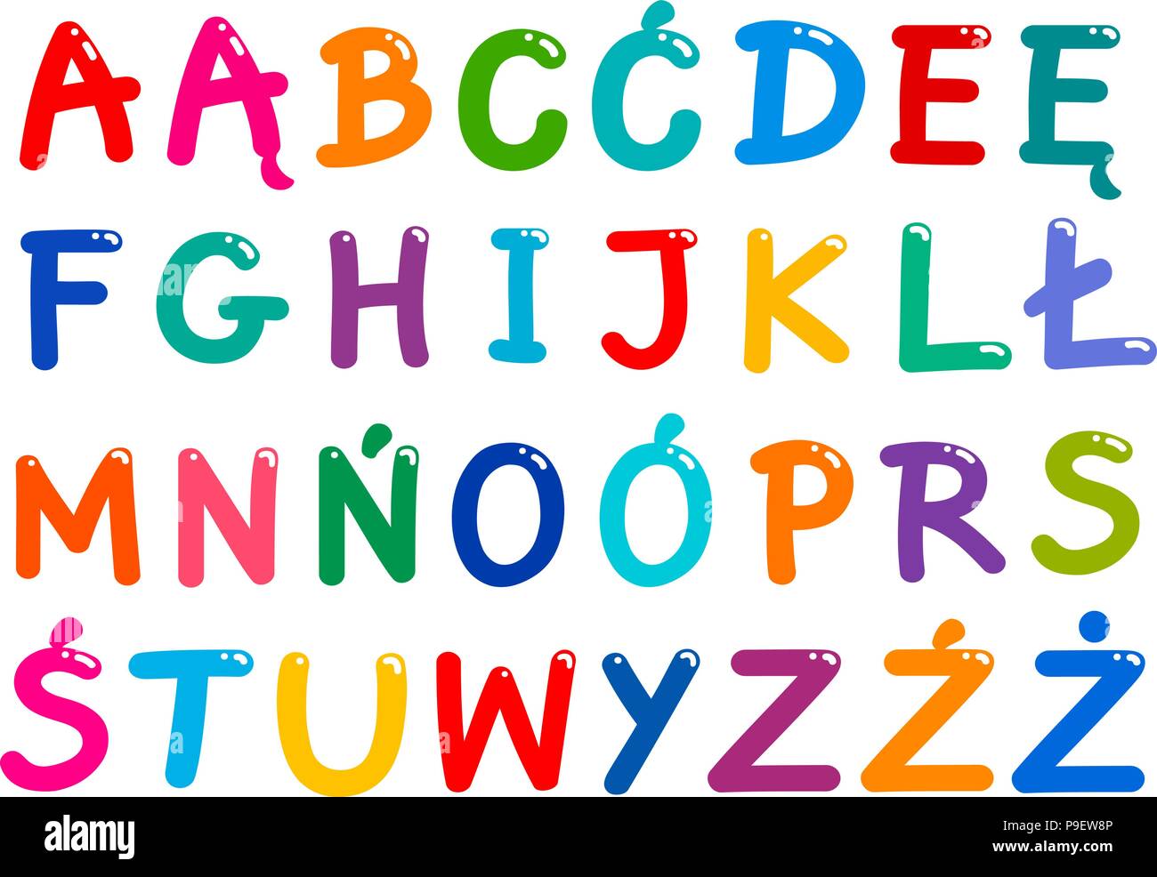 Cartoon Illustration of The Entire Colorful Polish Alphabet Letters Set ...