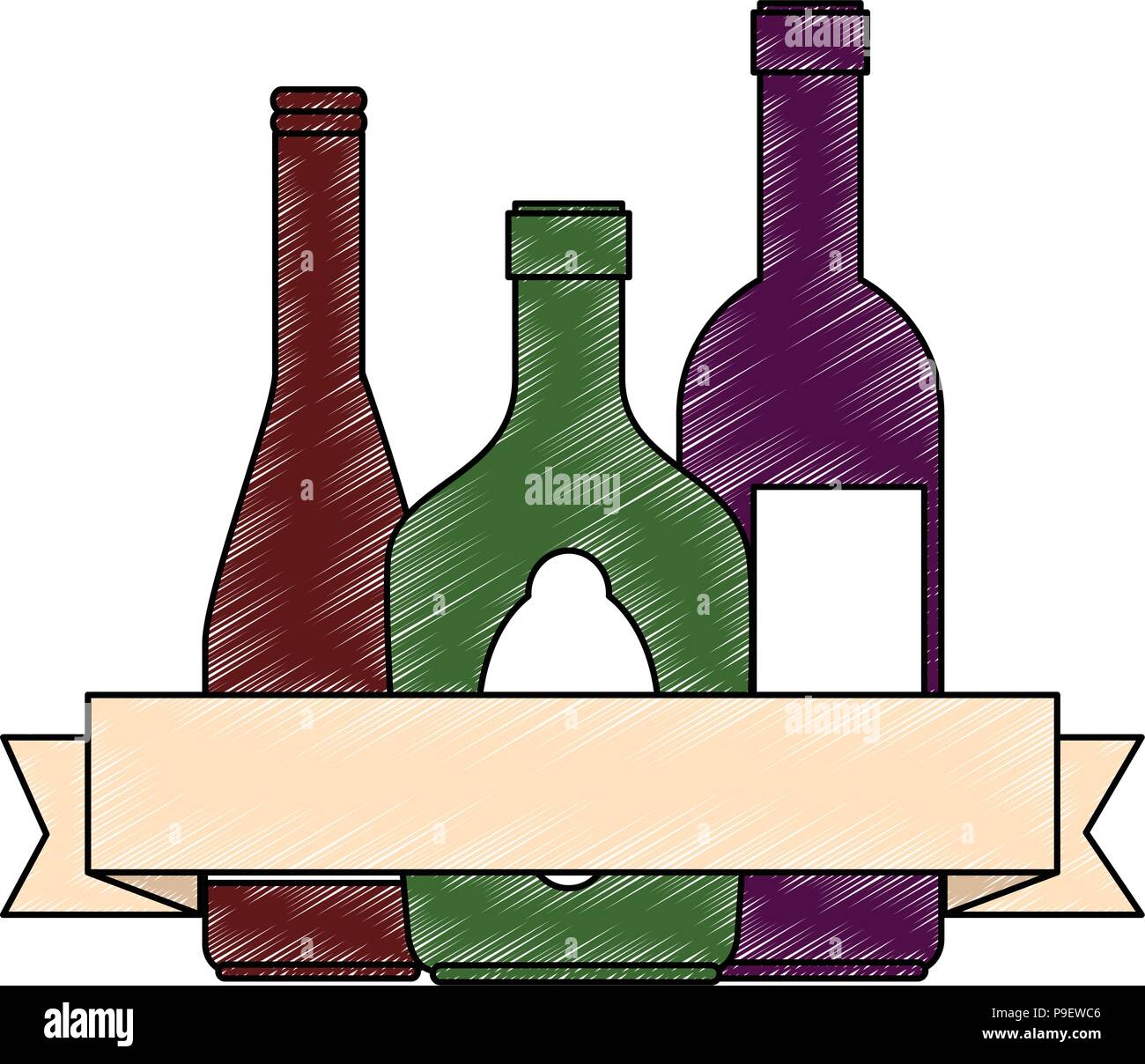 wine bottles and ribbon Stock Vector Image & Art - Alamy