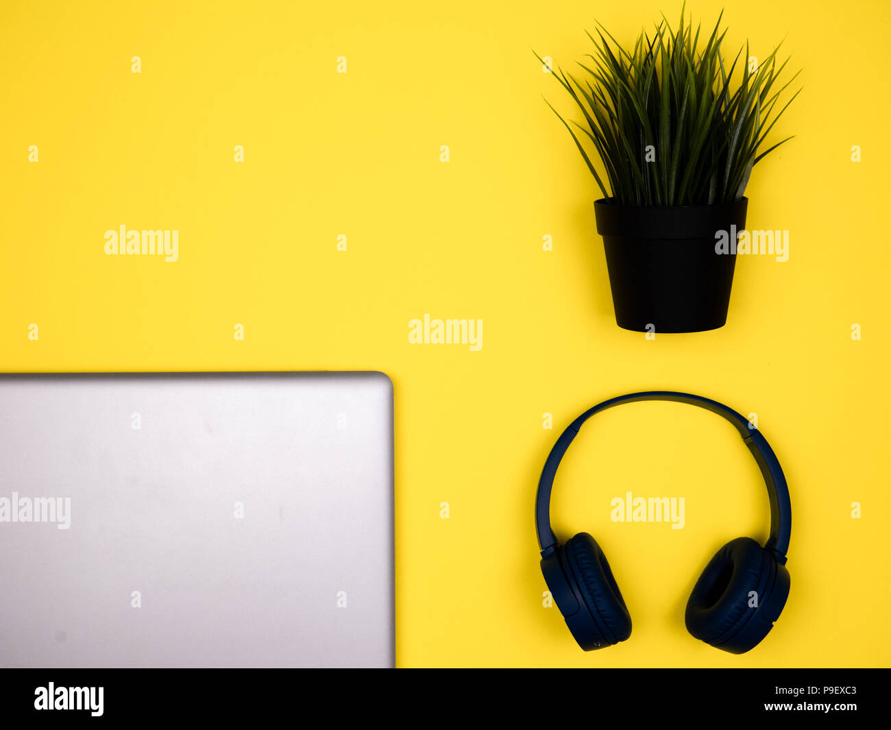 Office laptop concept flat lay Stock Photo - Alamy