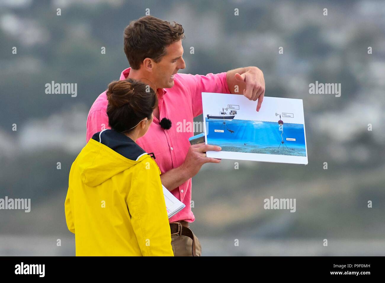 Charmouth, Dorset, UK. 17th July 2018. Lucy Cooke and Dan Snow with a ...